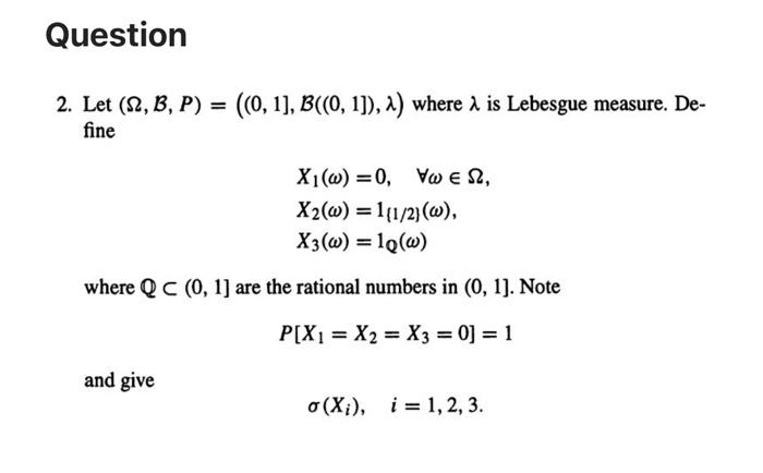 Solved In The Measurable Space Ω B Show A∈b Iff 1a∈b2