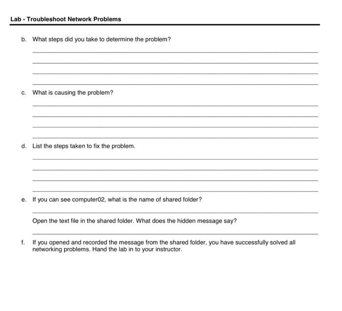 Solved Lab - Troubleshooting Network Problems Introduction | Chegg.com