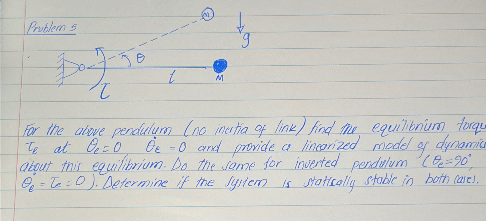 Solved the above pendulum (no inertia of link) ﻿find the | Chegg.com