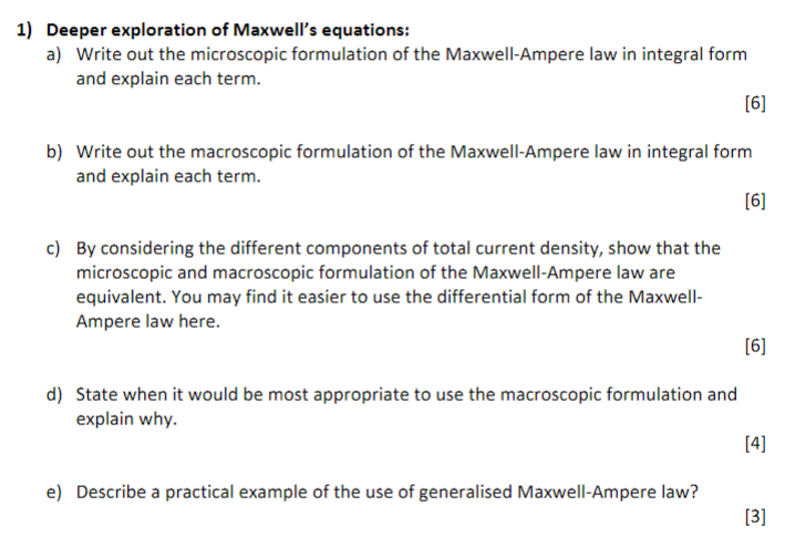 Deeper exploration of Maxwell's equations:a) ﻿Write | Chegg.com