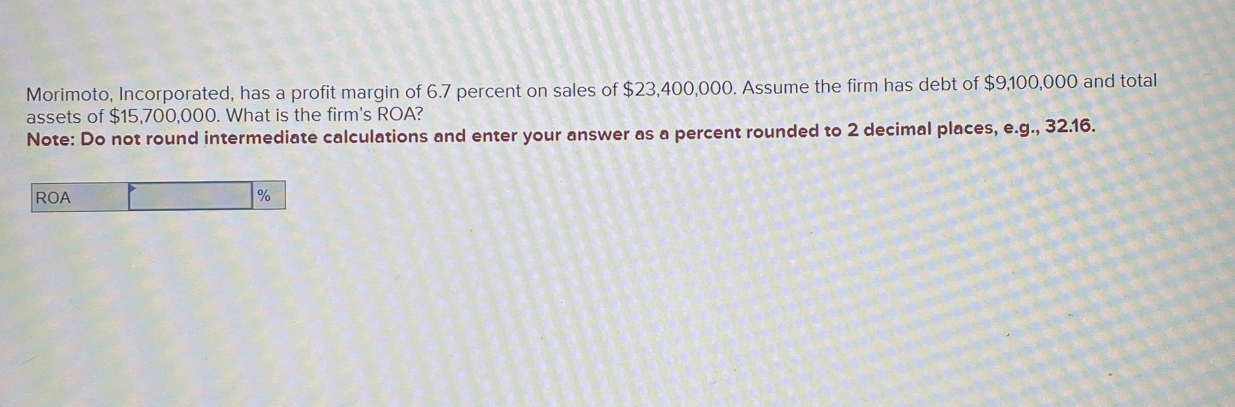 Solved Morimoto, Incorporated, has a profit margin of 6.7 | Chegg.com