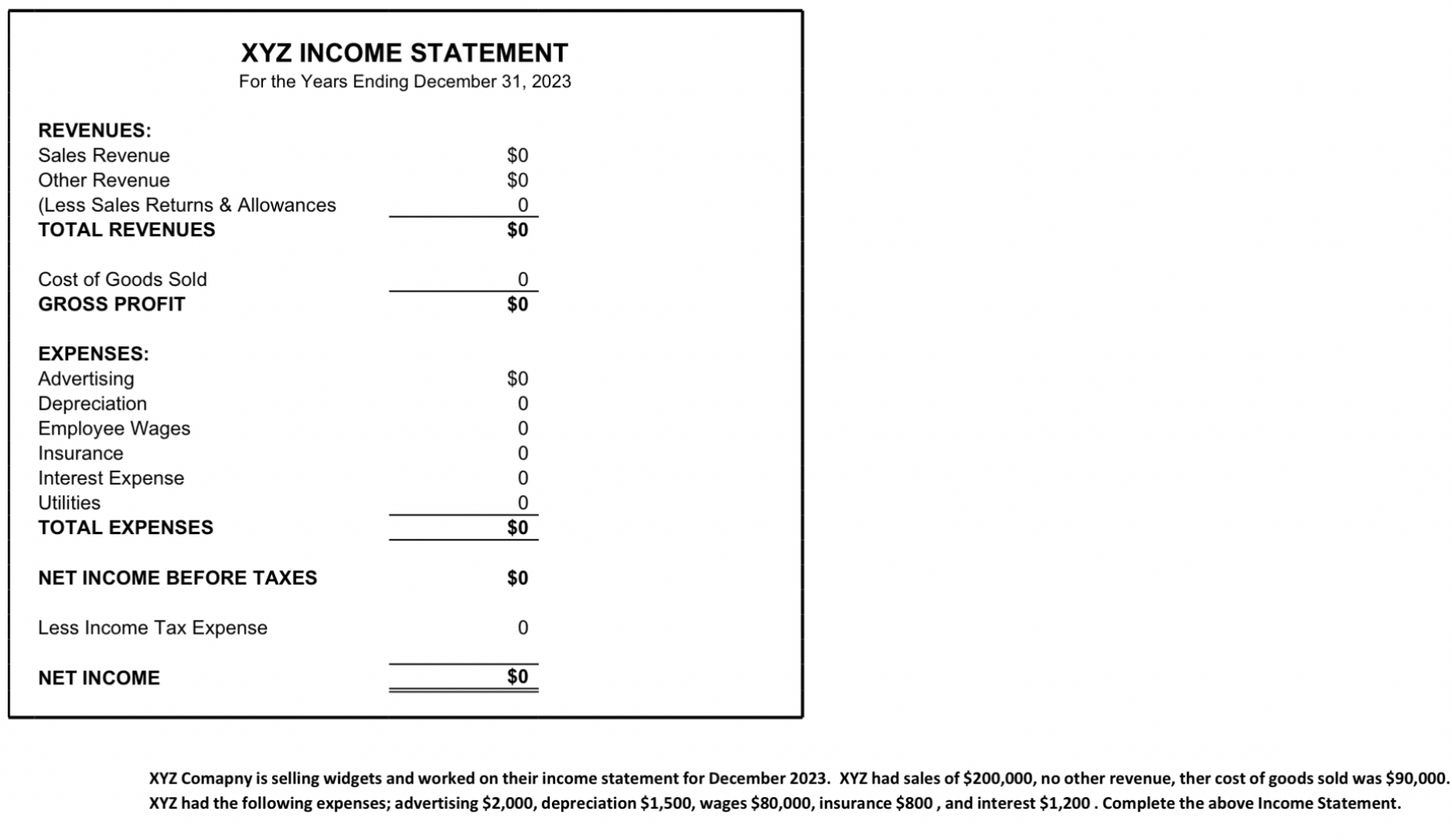 Solved Speake to a expertXYZ INCOME STATEMENTFor the Years | Chegg.com