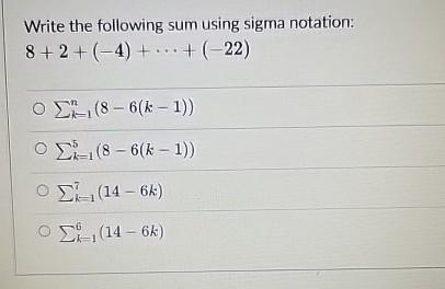 Solved Write the following sum using sigma | Chegg.com