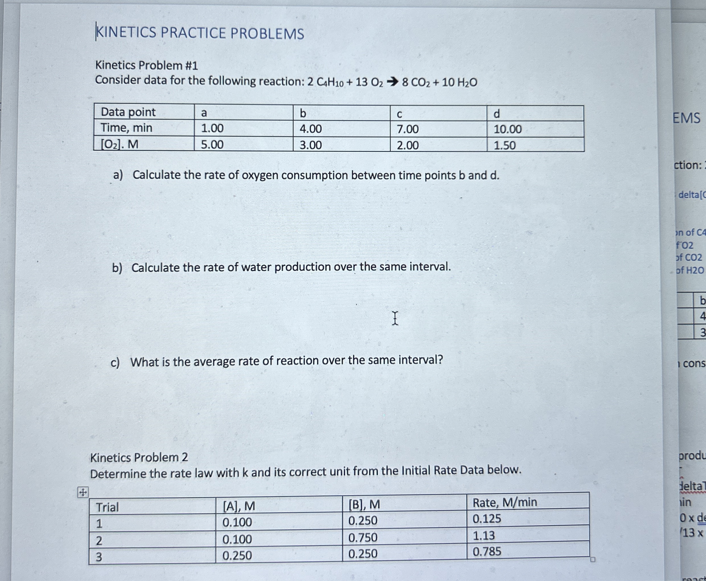 |KINETICS PRACTICE PROBLEMSKinetics Problem | Chegg.com