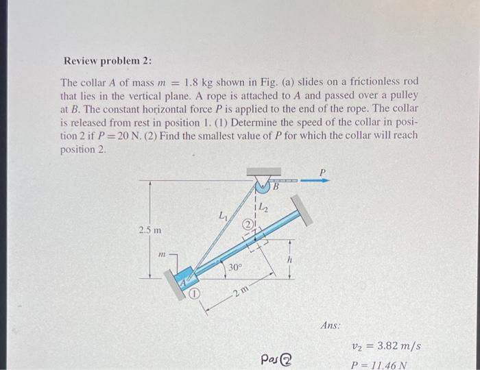 Solved Review problem 2: The collar A of mass m=1.8 kg shown | Chegg.com