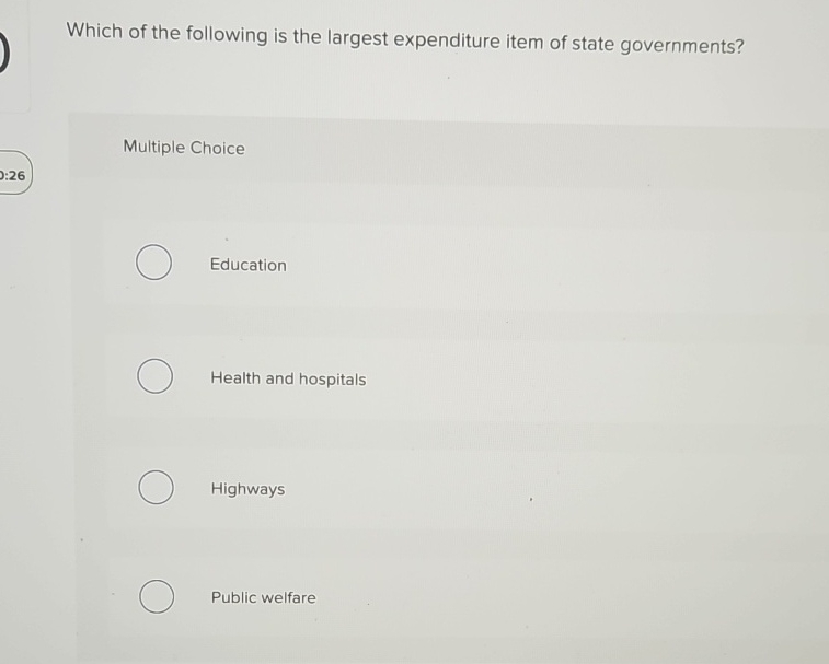 Solved Which of the following is the largest expenditure | Chegg.com