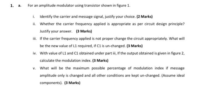 Solved a. For an amplitude modulator using transistor shown | Chegg.com