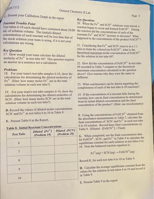 CHEM 1112 General Chemistry II Lab Page 1 Laboratory | Chegg.com