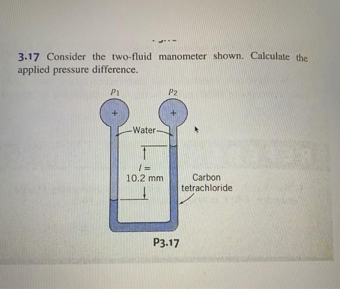 Solved 3.17 Consider the two-fluid manometer shown. | Chegg.com