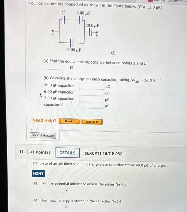 Solved Four capacitors are connected as shown in the figure | Chegg.com