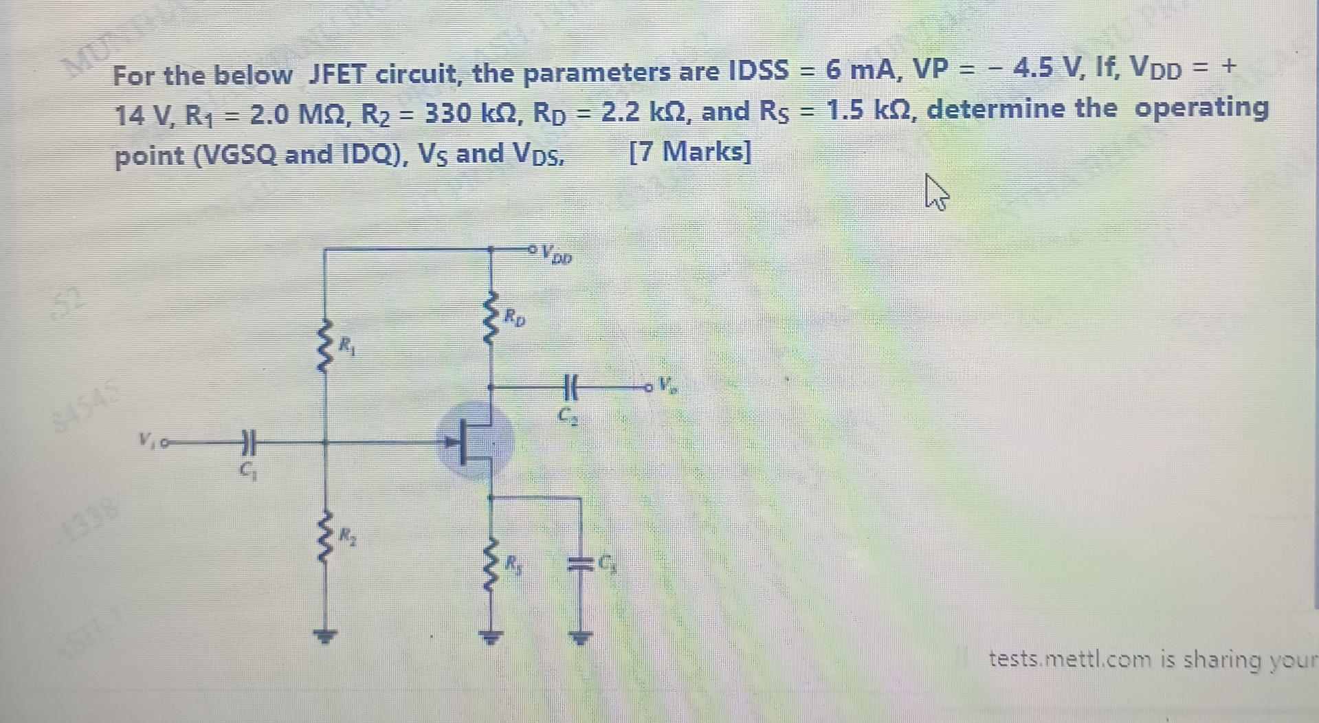 Solved For the below JFET circuit, the parameters are IDSS | Chegg.com