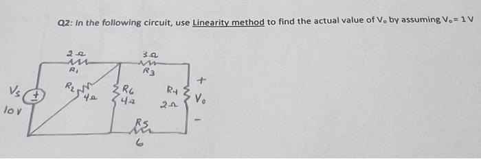 Solved Q2: In the following circuit, use Linearity method to | Chegg.com