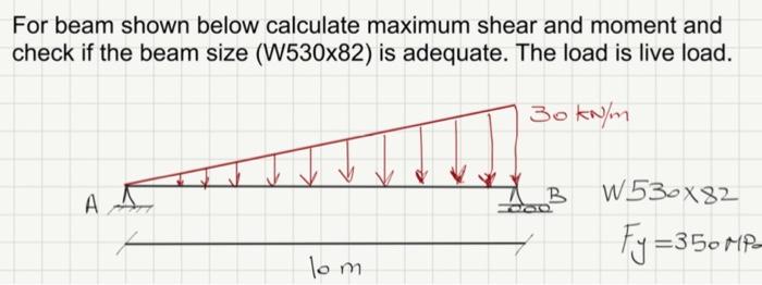 [Solved]: For beam shown below calculate maximum shear and