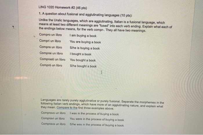 LING 1020 Homework #2 (46 pts) 1. A question about | Chegg.com