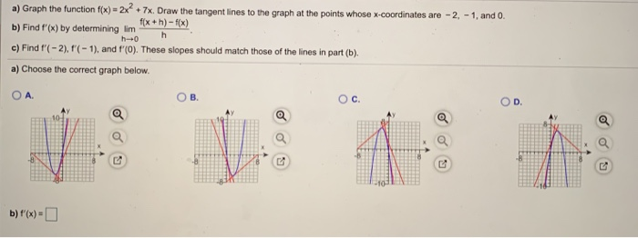 Solved a) Graph the function f(x) = 2x2 + 7x. Draw the | Chegg.com