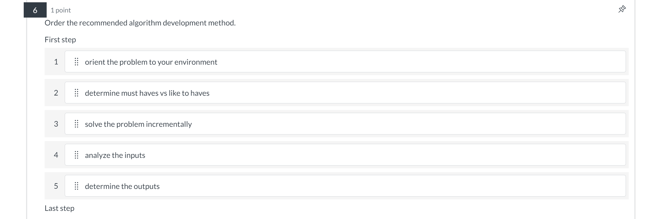 Solved Order the recommended algorithm development | Chegg.com