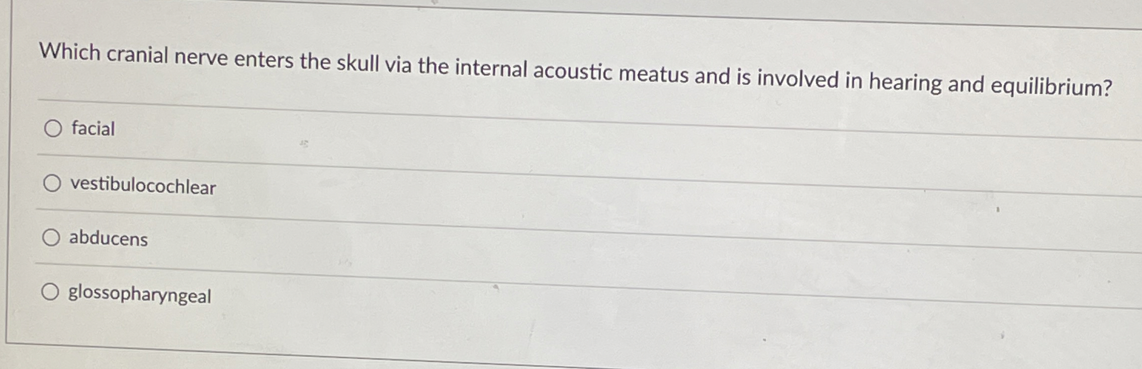 Solved Which cranial nerve enters the skull via the internal | Chegg.com