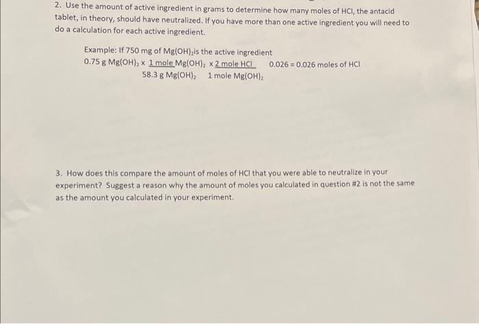 Solved 2. Use the amount of active ingredient in grams to | Chegg.com