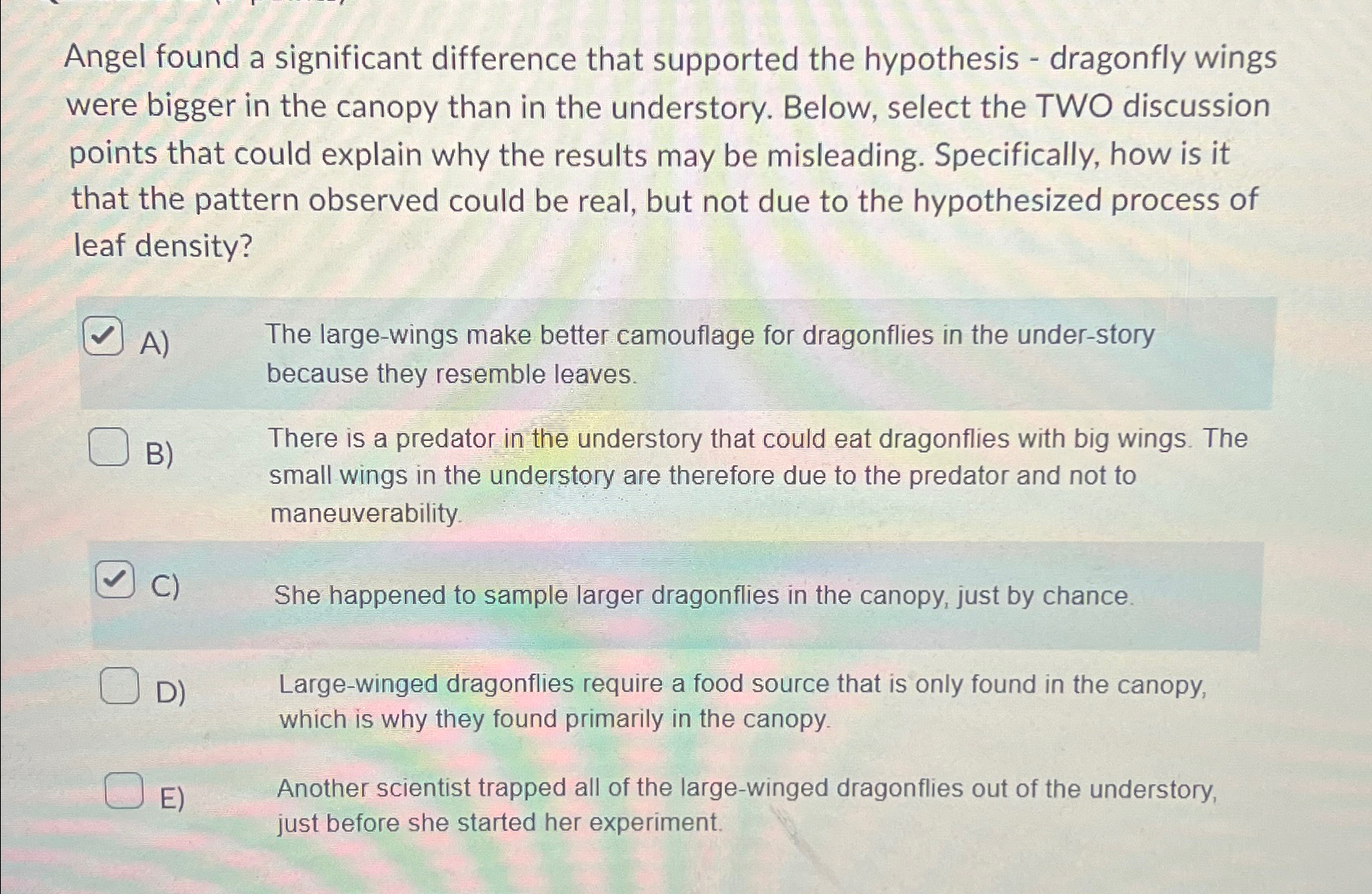 Solved Angel found a significant difference that supported | Chegg.com