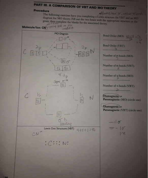 Solved PART III. A COMPARISON OF VBT AND MOTHEORY Procedure | Chegg.com