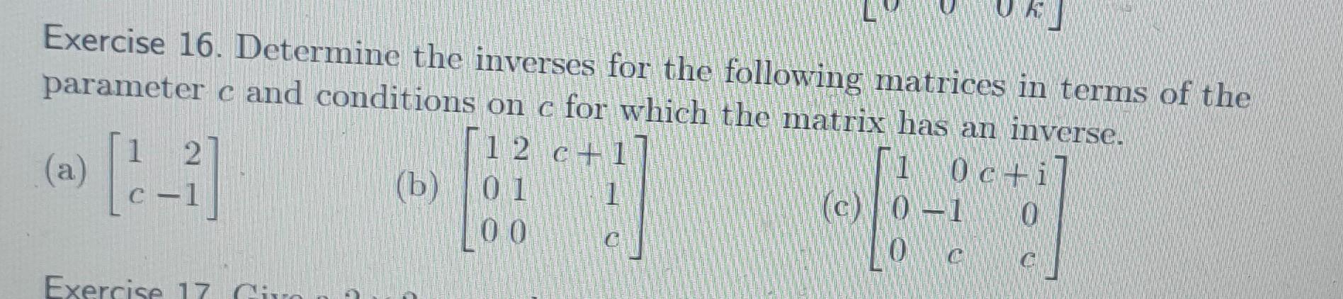 Solved Exercise 16. Determine the inverses for the following | Chegg.com