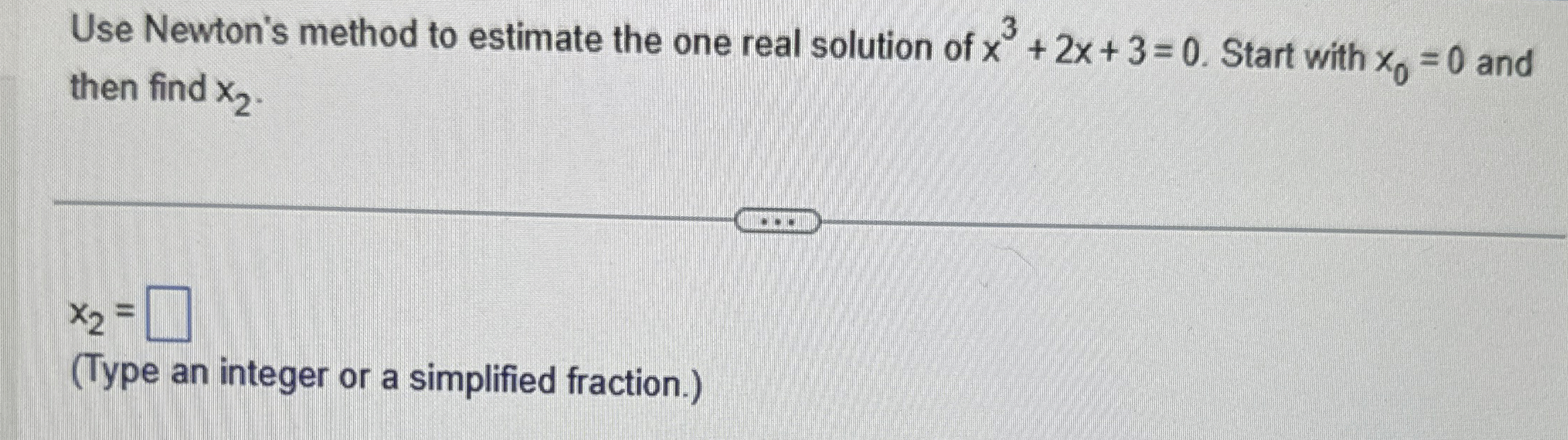 Solved Use Newton's method to estimate the one real solution | Chegg.com