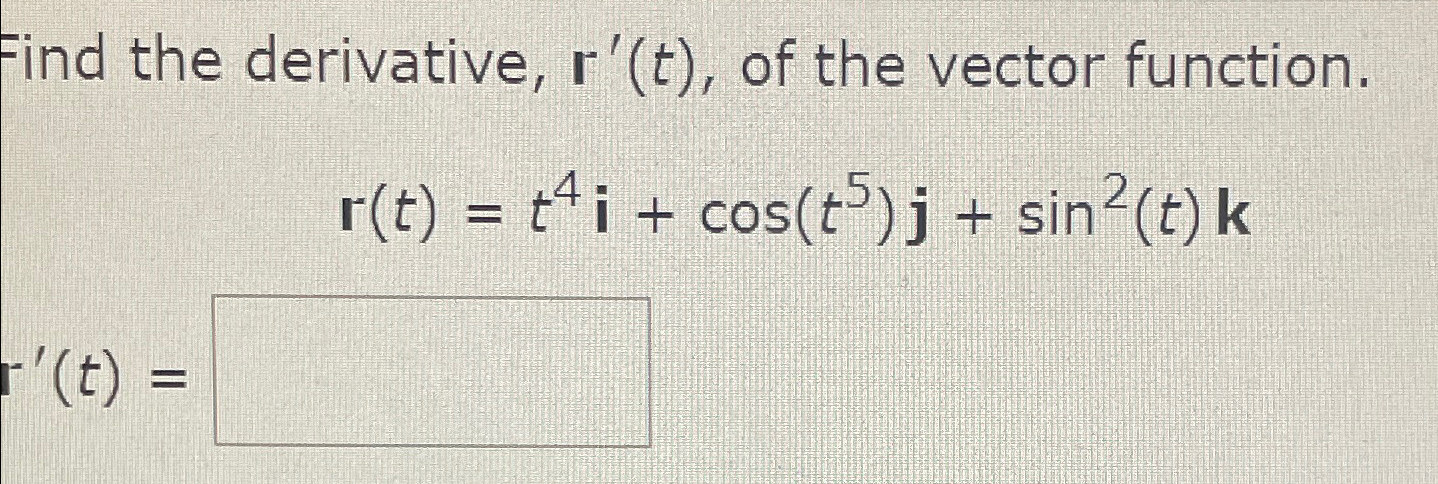 Solved Find the derivative, r'(t), ﻿of the vector | Chegg.com