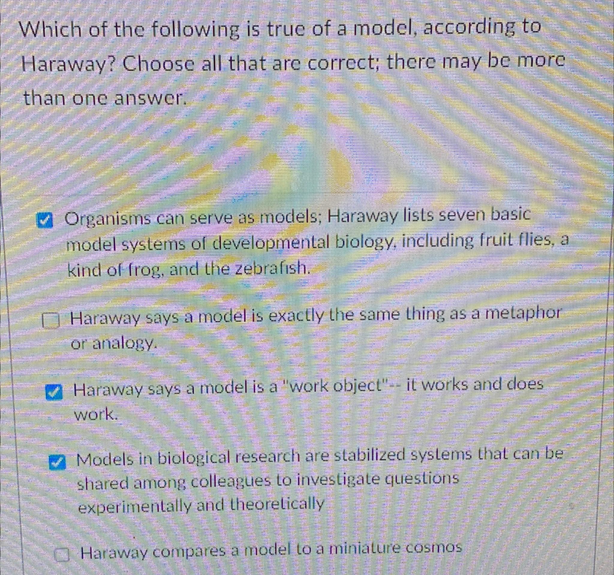 Solved Which of the following is true of a model, according | Chegg.com