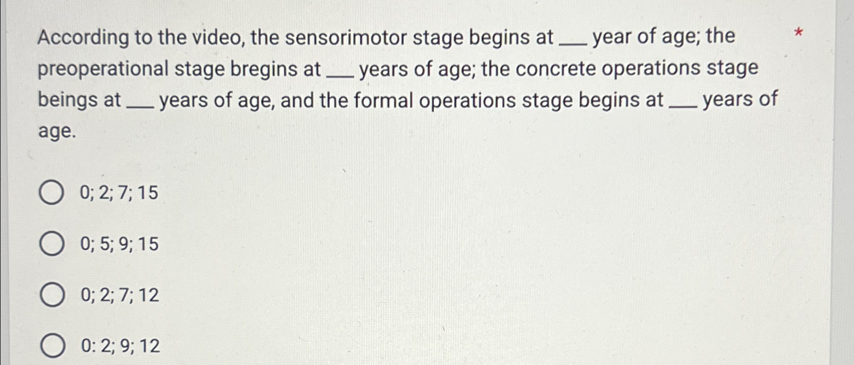 Solved According to the video, the sensorimotor stage begins | Chegg.com
