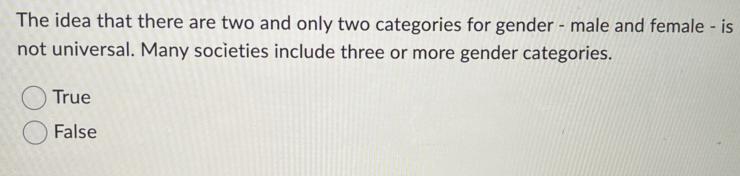 Solved The idea that there are two and only two categories | Chegg.com