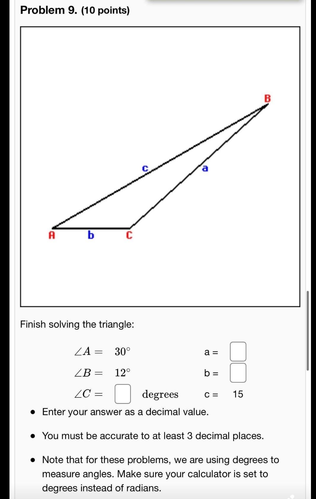 Solved Problem 9. (10 points) B A b С Finish solving the | Chegg.com