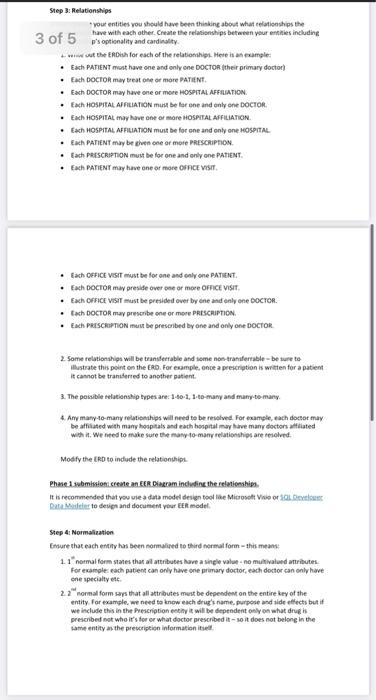 HealthOne Medical Database Project Scenario You are a | Chegg.com