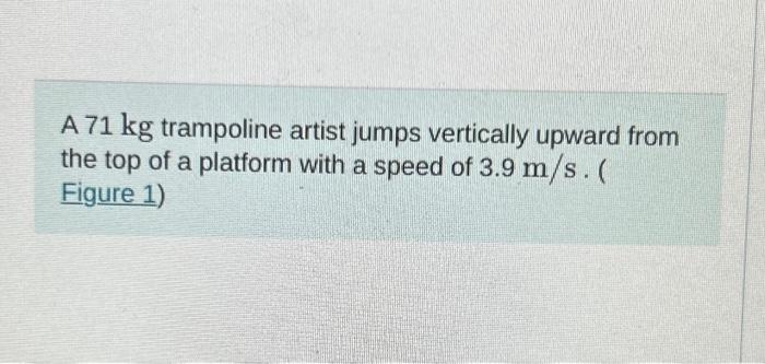 Solved A 71 kg trampoline artist jumps vertically upward | Chegg.com