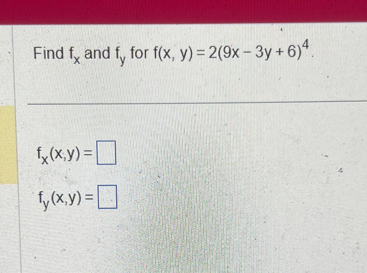 Solved Find fx ﻿and fy ﻿for | Chegg.com