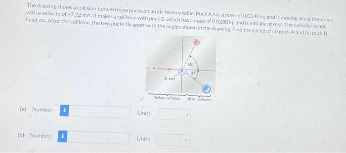 Solved The drawing shows a collision between two pucks on an | Chegg.com