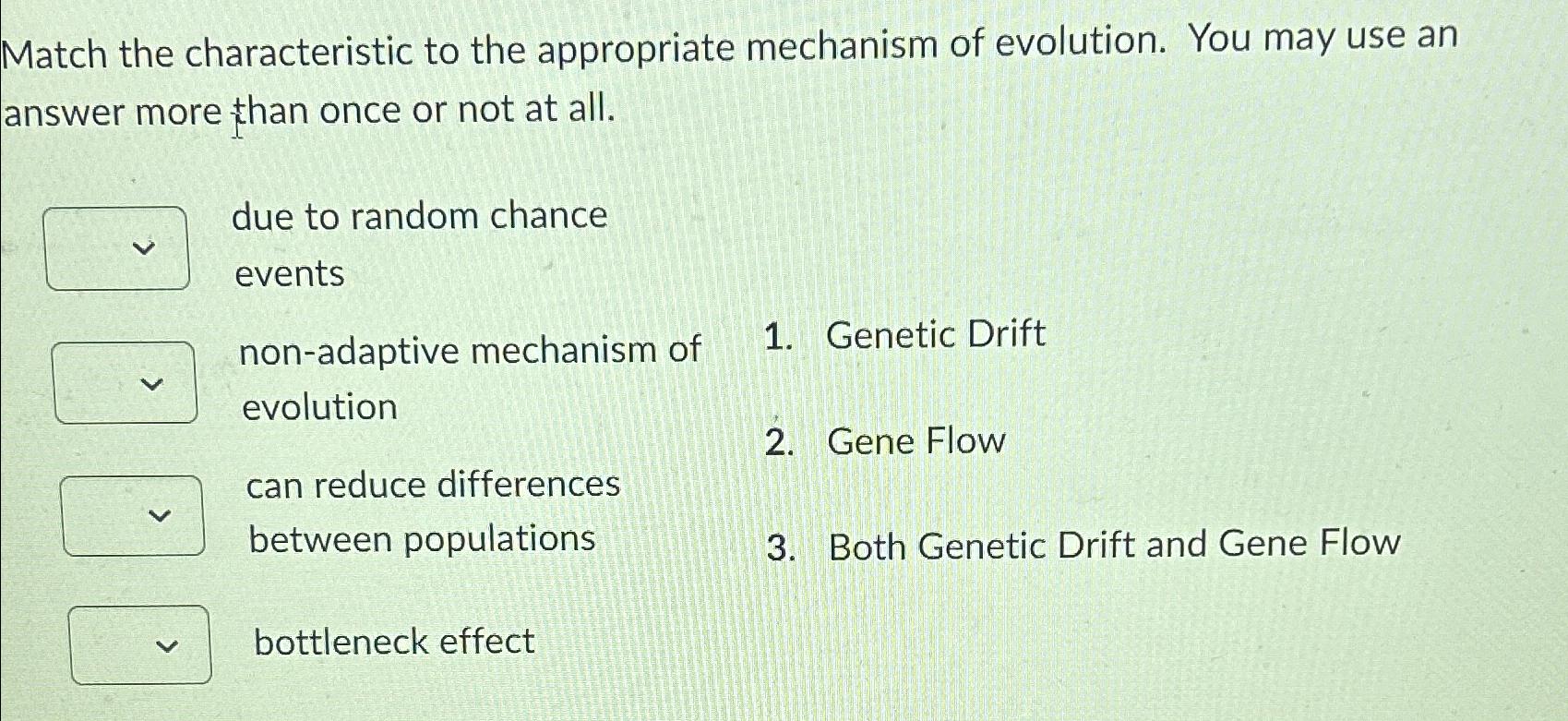 Solved Match the characteristic to the appropriate mechanism | Chegg.com