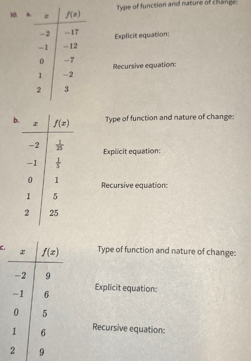Solved a.Type of function and nature of change:Explicit | Chegg.com