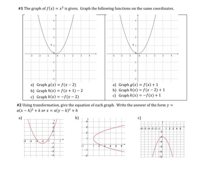 Solved #1 The graph of f(x) = x is given. Graph the | Chegg.com