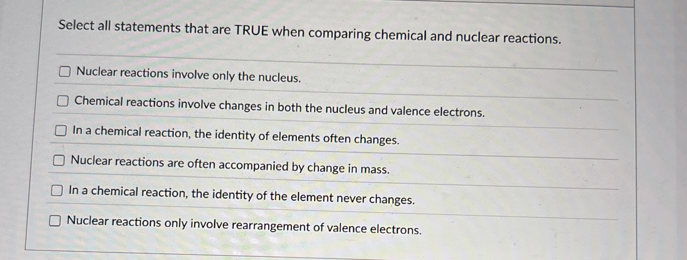 Solved Select all statements that are TRUE when comparing | Chegg.com