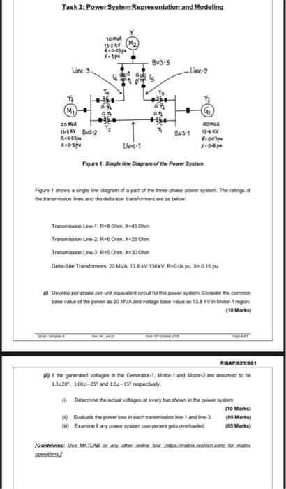 Solved Task 2: Power System Representation and Modelling | Chegg.com
