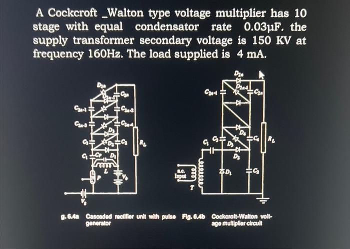 Solved A Cockcroft_Walton type voltage multiplier has 10 | Chegg.com