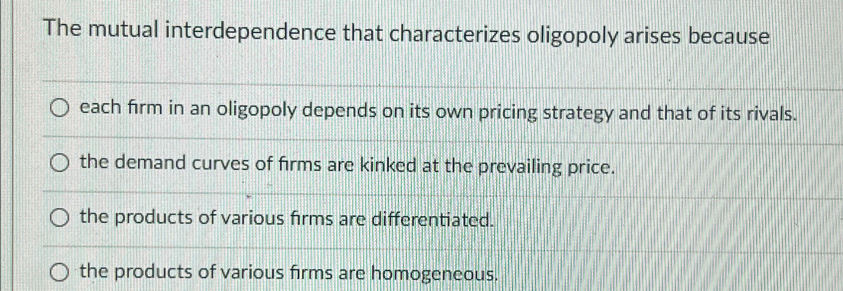 Solved The mutual interdependence that characterizes | Chegg.com