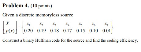 Solved Problem 4. (10 points) Given a discrete memoryless | Chegg.com