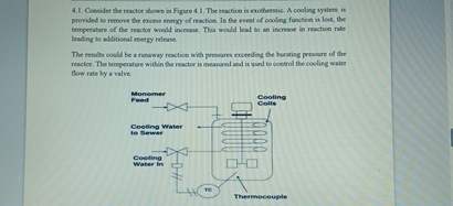 Solved 4.1. ﻿Consider be reactor sbown in Figare 4.1. ﻿The | Chegg.com