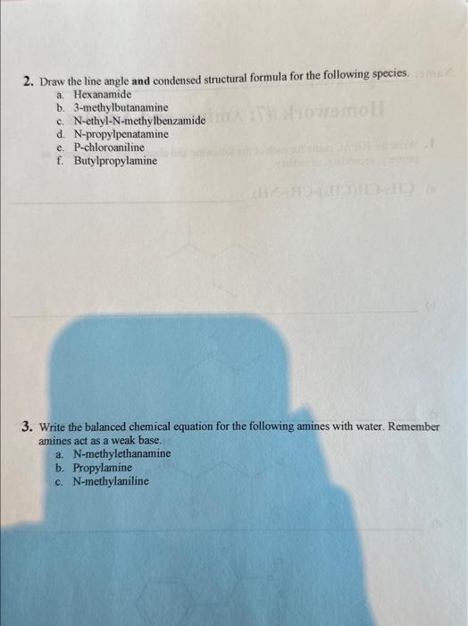 Solved 2. Draw the line angle and condensed structural | Chegg.com