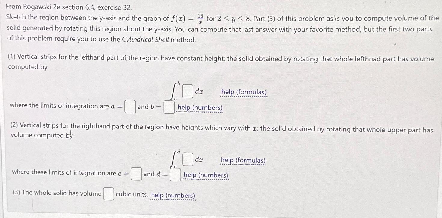 Solved From Rogawski 2e section 6.4, ﻿exercise 32.Sketch the | Chegg.com