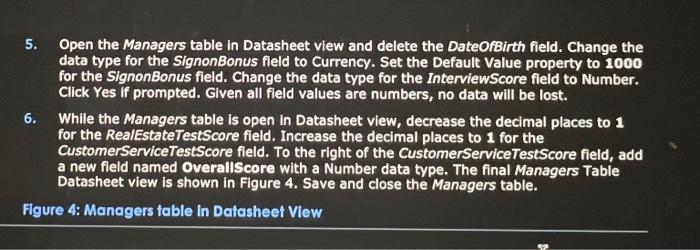 Solved 5. Open the Managers table in Datasheet view and | Chegg.com