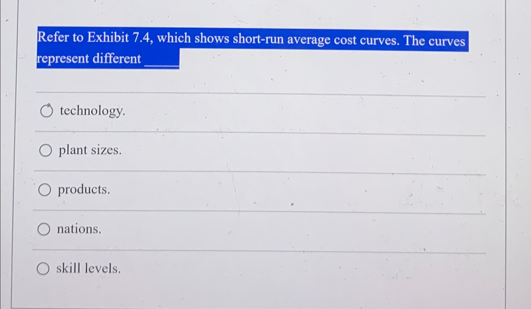 Solved Refer to Exhibit 7.4, ﻿which shows short-run average | Chegg.com