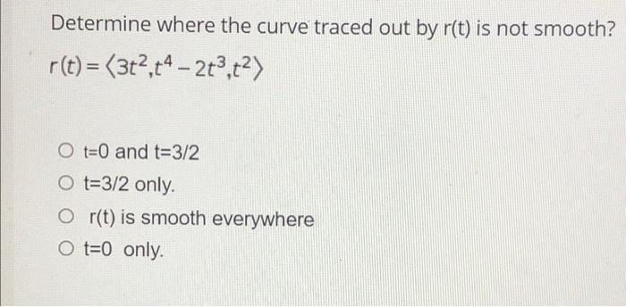 Solved Determine where the curve traced out by r(t) is not | Chegg.com