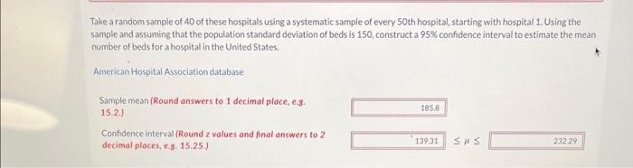 Take a random sample of 40 of these hospitals using a | Chegg.com